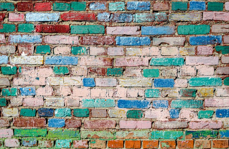 Colorful Painted Brick Wall Texture Background Stock Image - Image of background, visual: 379537981