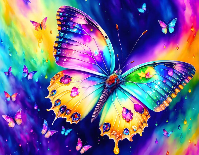 Colorful Painted Butterfly (Generative KI) Stock Illustration ...