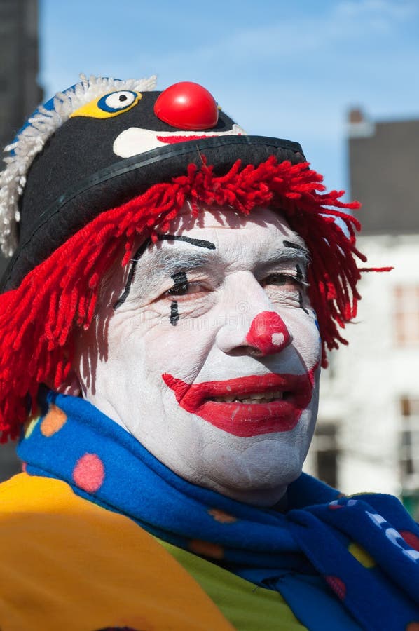 Colorful Painted Clown with a Hat. Editorial Photography - Image of ...