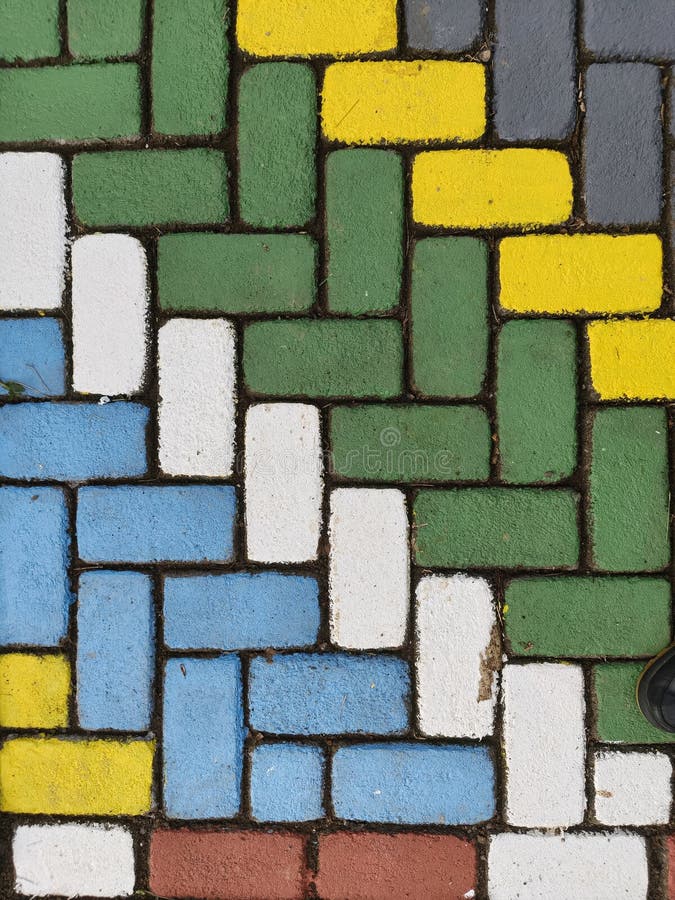 Colorful Painted Concrete Pavers Pattern Stock Image - Image of number ...