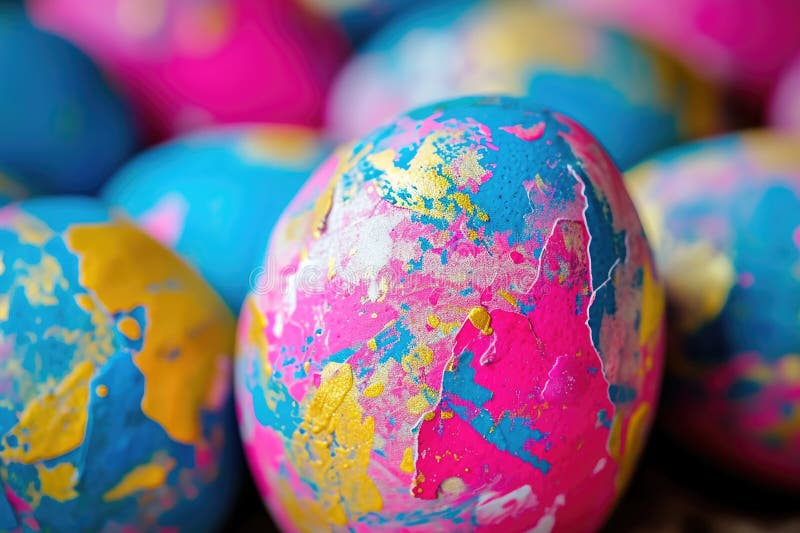 Colorful Painted Eggs Sitting on Top of Table. Perfect for Easter ...
