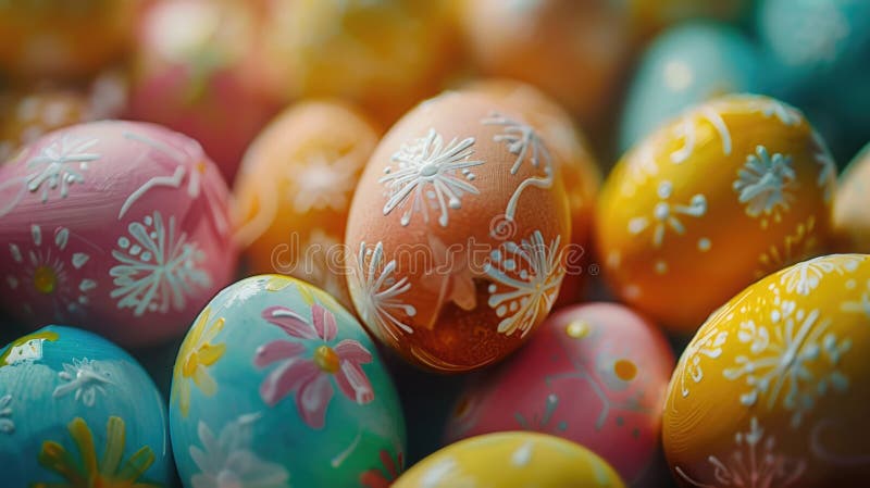 Colorful Painted Eggs Stacked on Top of Each Other. Ideal for Easter ...