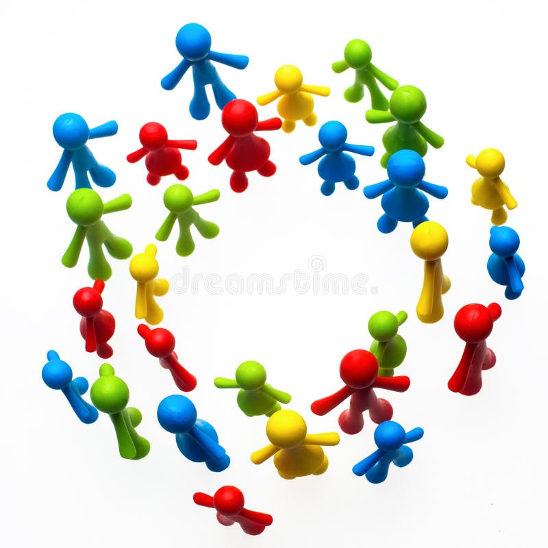 Colorful Painted Group of People Figures on White Background Stock ...