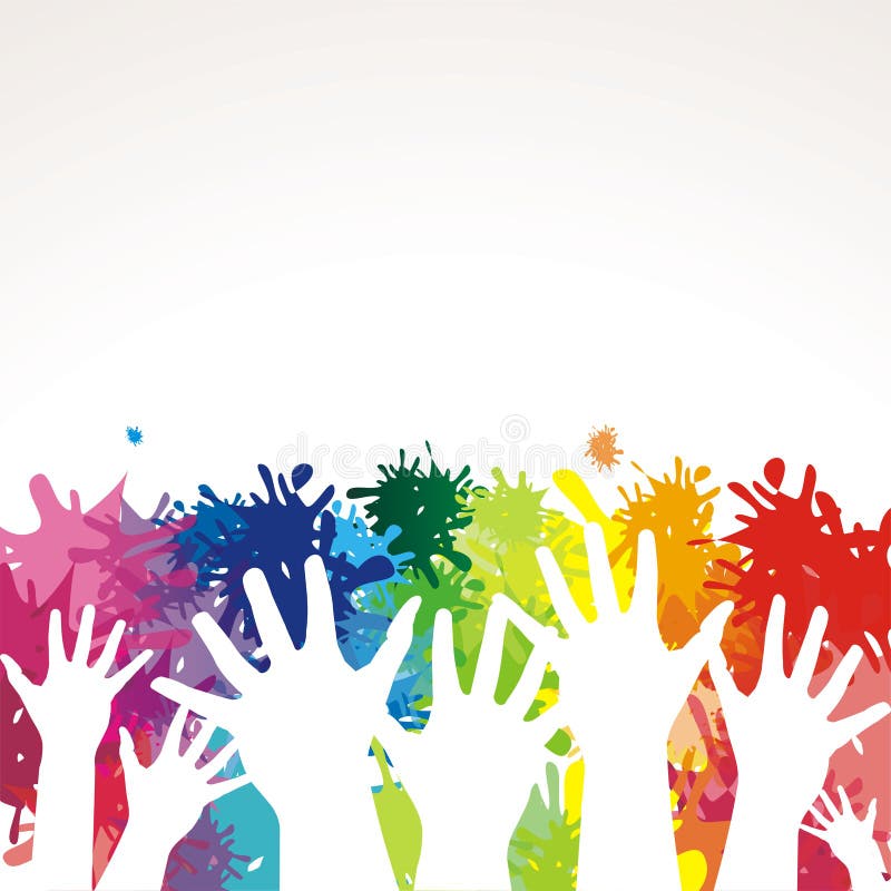 Colorful painted hands stock vector. Illustration of anniversary - 45084812