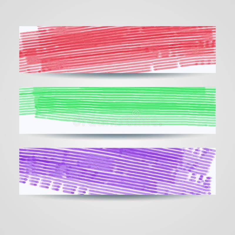 Colorful Painted Headers Set Stock Vector - Illustration of paper ...