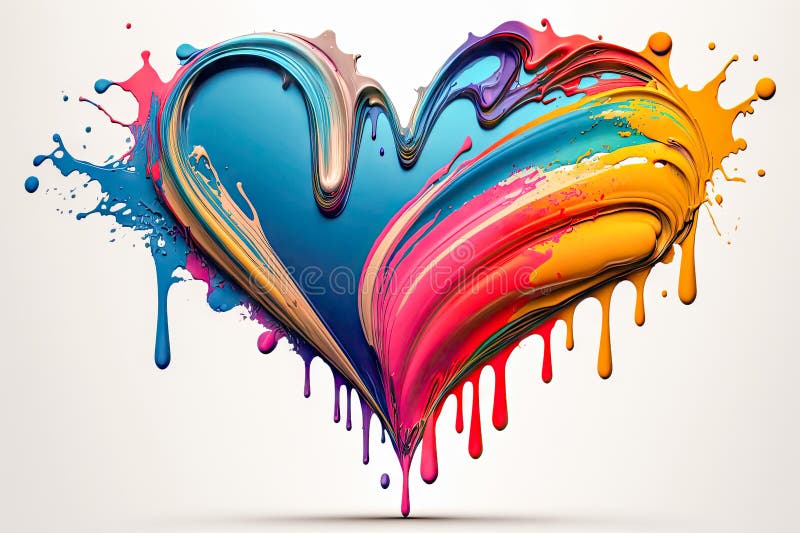 Colorful Painted Heart, Valentine S Day Stock Illustration ...