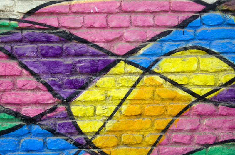 Colorful Painted House Bricks Wall Background Stock Illustration ...