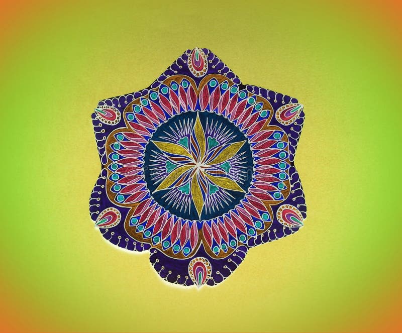 Colorful Painted Mandala on Vivid Background Stock Illustration ...