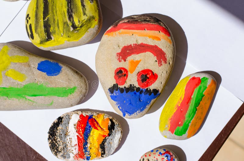 Colorful painted pebbles stock image. Image of summer - 118733713