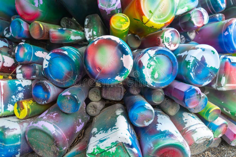 Colorful Painted Plastic Bottle in Different Size. Spray. Decoration ...