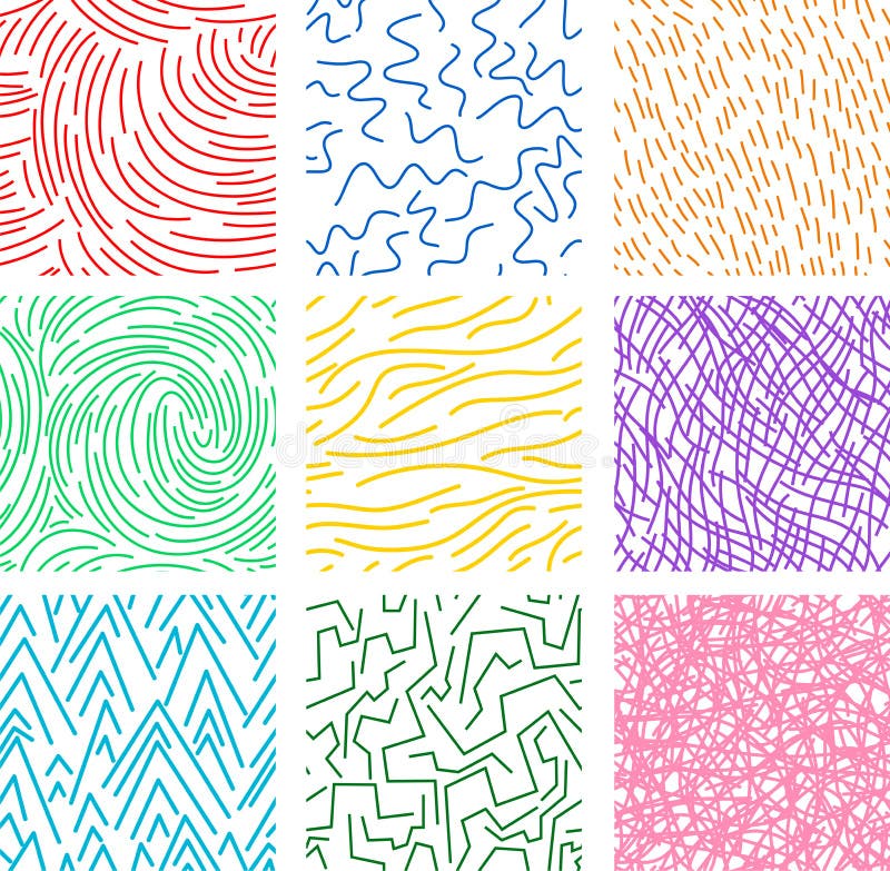 Colorful Painted Simple Line Pattern Variation Set Stock Illustration ...