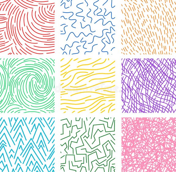Colorful Painted Simple Line Pattern Variation Set Stock Illustration ...