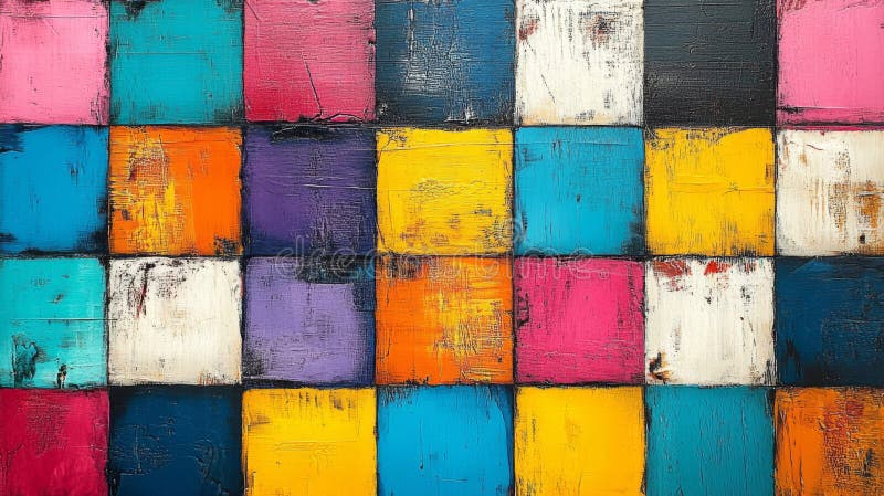 Colorful Painted Square Pattern Background Stock Illustration ...