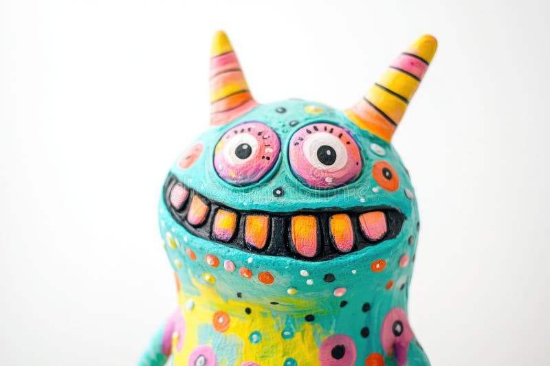 A Colorful Painted Toy with Horns on a White Background Stock Photo ...