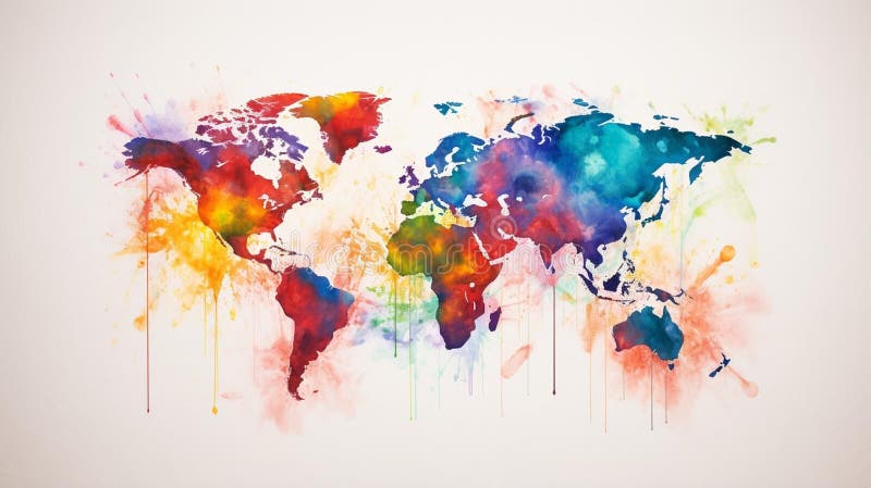 Colorful World Map Global Design, AI-generated. Stock Illustration ...