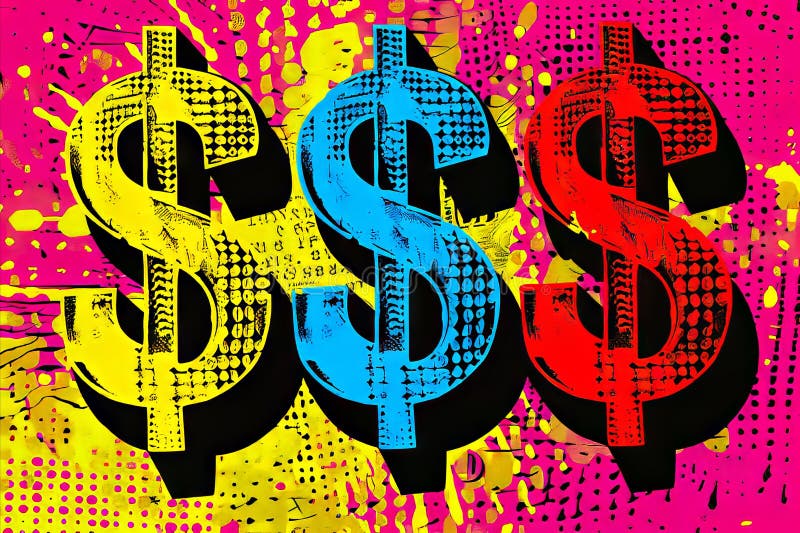 A Colorful Painting with Dollar Signs on it Stock Image - Image of ...