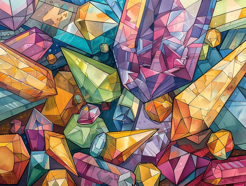 Vibrant crystals painting stock illustration. Illustration of abstract ...