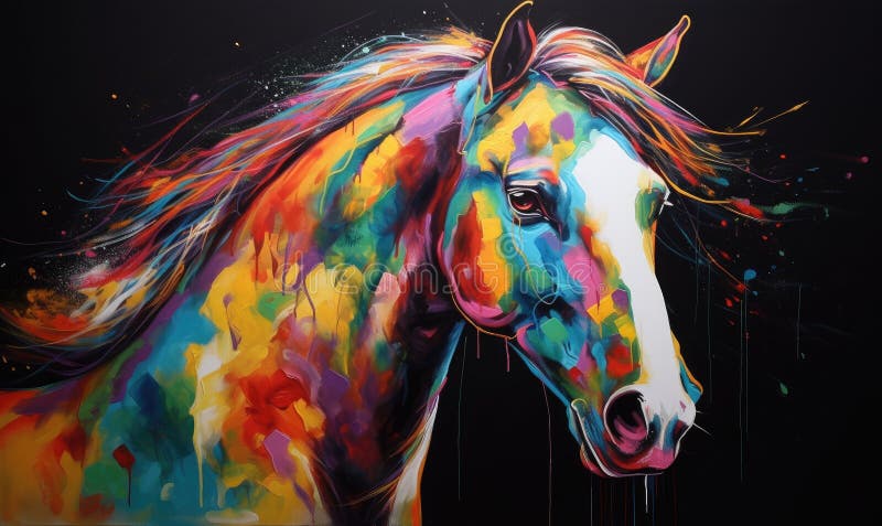 Colorful Painting Horse Artwork is Celebration of Color Creating Using ...