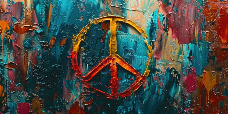 A Colorful Painting of a Peace Sign Symbolizing Harmony and Unity Stock ...