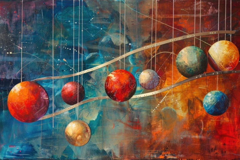 Colorful Painting of Planets Suspended from Strings, Great for ...
