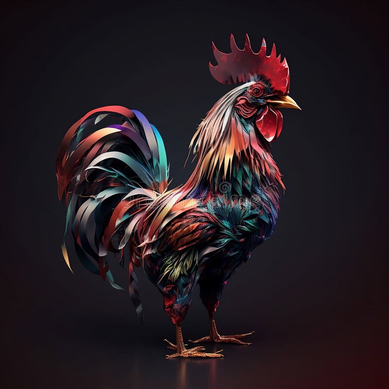 Colorful Painting of a Rooster Stock Illustration - Illustration of ...