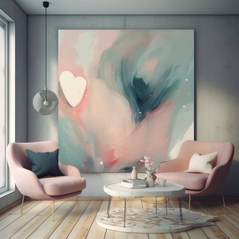 A Colorful Painting in the White Theme Room Generative AI Stock ...