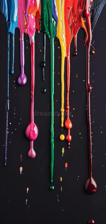 The Mesmerizing Visual Effect is Created by Colorful Paint Drips on a ...