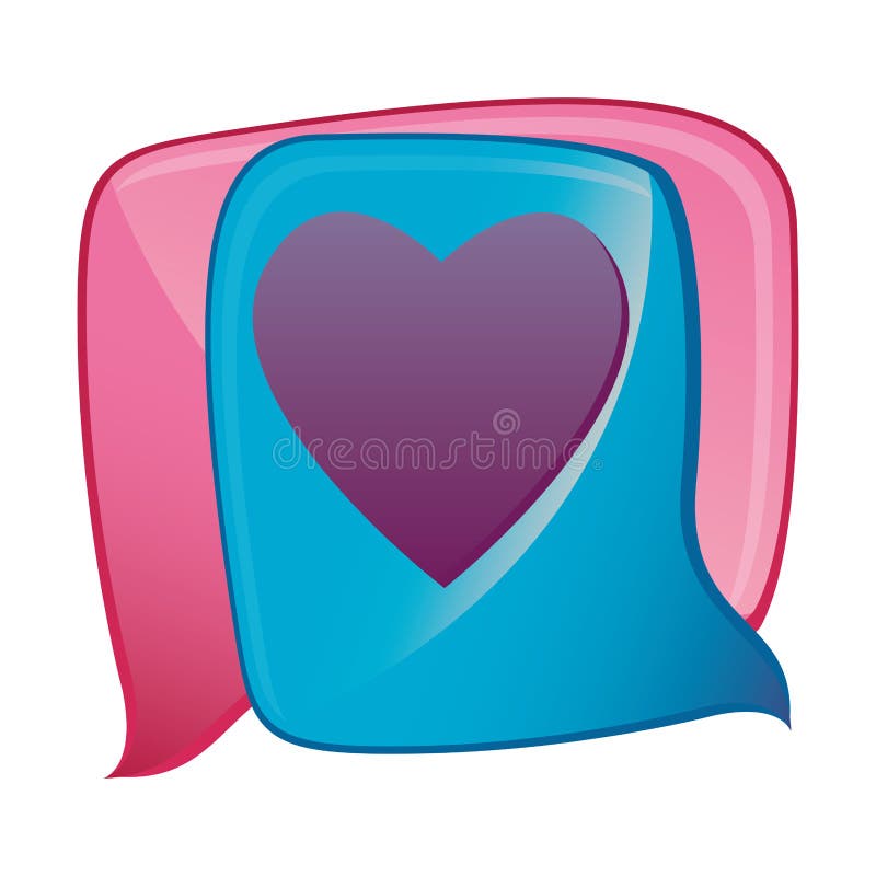 Colorful Pair Dialog Box with Heart Shape Design Stock Illustration ...