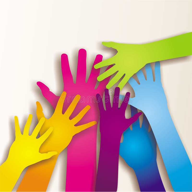 Colorful paited hands stock vector. Illustration of concept - 45084748