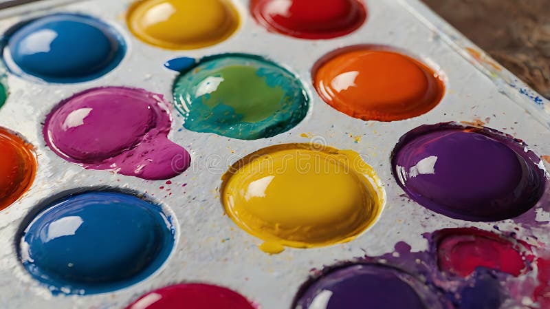 Colorful Palette of Paint Circles Ready for Creative Projects Stock ...