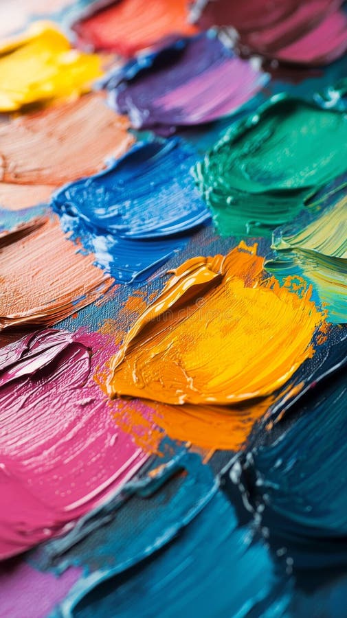 Colorful Palette of Thick Paint Strokes Showcasing Vibrant Shades and ...