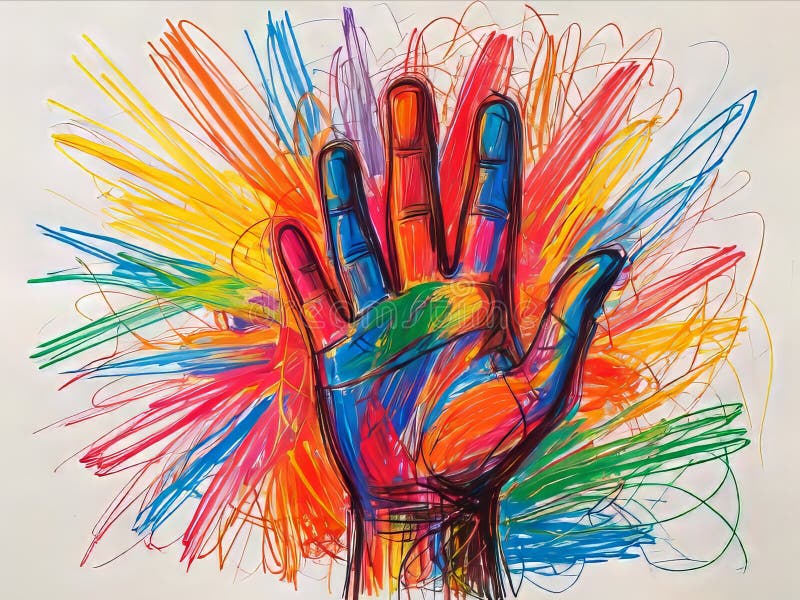 Colorful Palm in Chaotic Wax Crayon Stock Image - Image of childlike ...