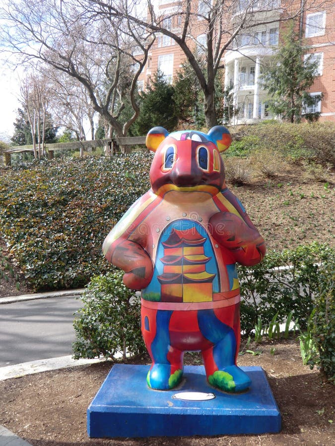 Colorful panda bear statue editorial photo. Image of blue - 91429491
