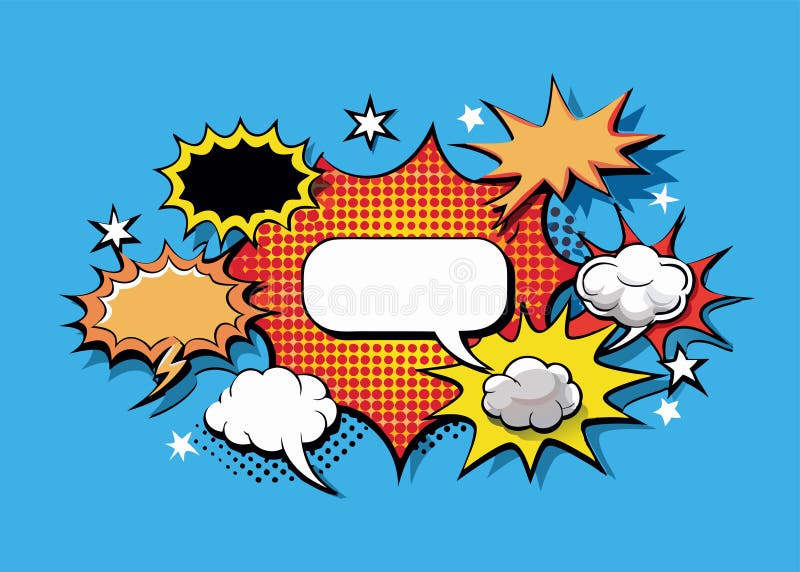 Colorful Panel Comic with Blank Speech Bubble Stock Illustration ...