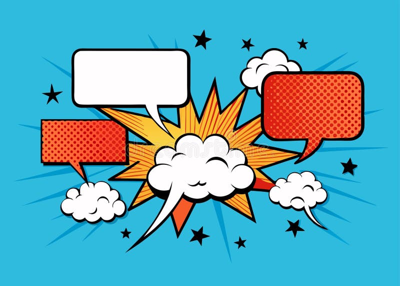 Colorful Panel Comic with Blank Speech Bubble Stock Illustration ...