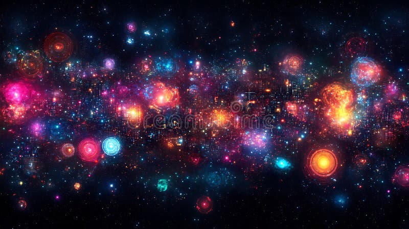 A Colorful Panorama of Galaxies and Celestial Light Formations in Space ...