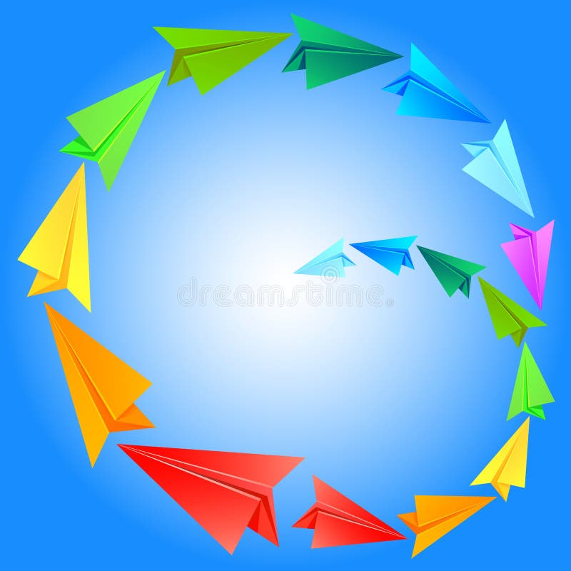 Colorful paper airplanes stock vector. Illustration of model - 54085405