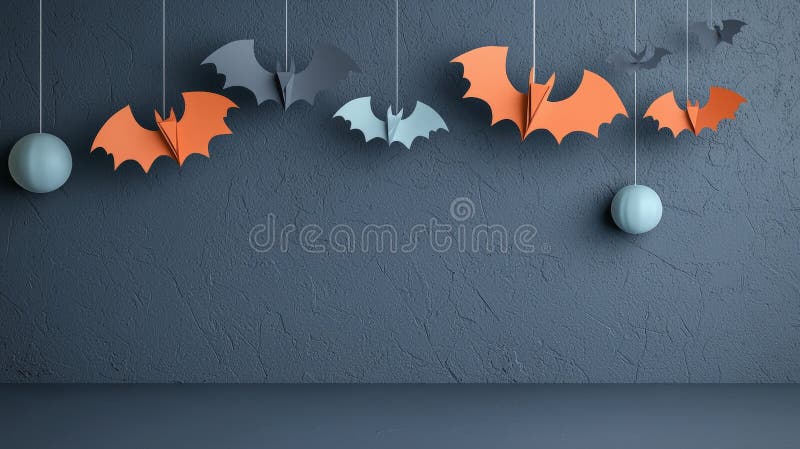 Colorful Paper Bats Hanging in a Creative Display Against a Textured ...