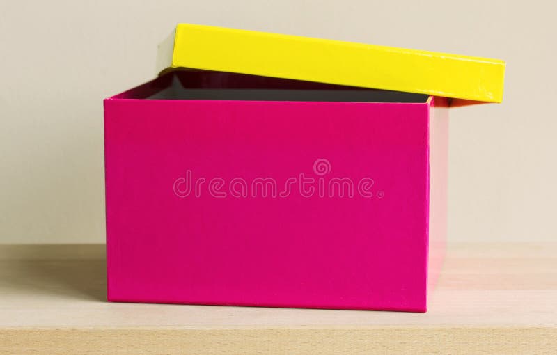 Colorful Paper Box on Table Stock Photo - Image of advertising ...