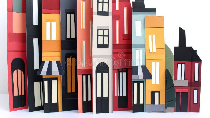 Colorful Paper Buildings with Unique Architectural Styles and Details ...