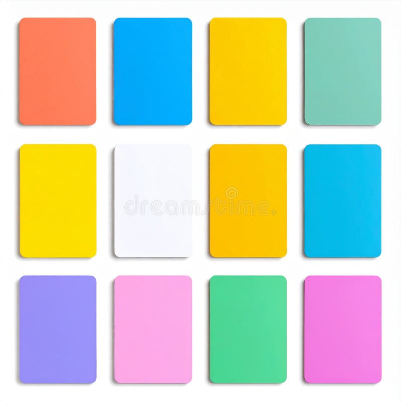 Colorful Paper Cards Flatlay on White Background Stock Illustration ...