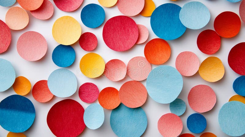 Colorful Paper Circles Scattered on White Background. Stock Photo ...
