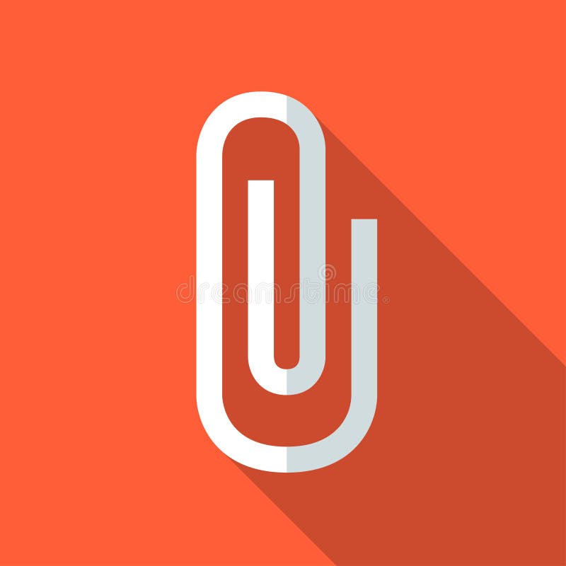 Colorful Paper Clip Icon in Modern Flat Style with Long Shadow. Vector ...