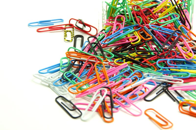 Colorful Paper Clips in Acrylic Box on White Backg Stock Photo - Image ...