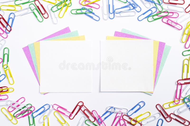 Colorful Paper Clips and Note Papers in the Centre of Composition ...