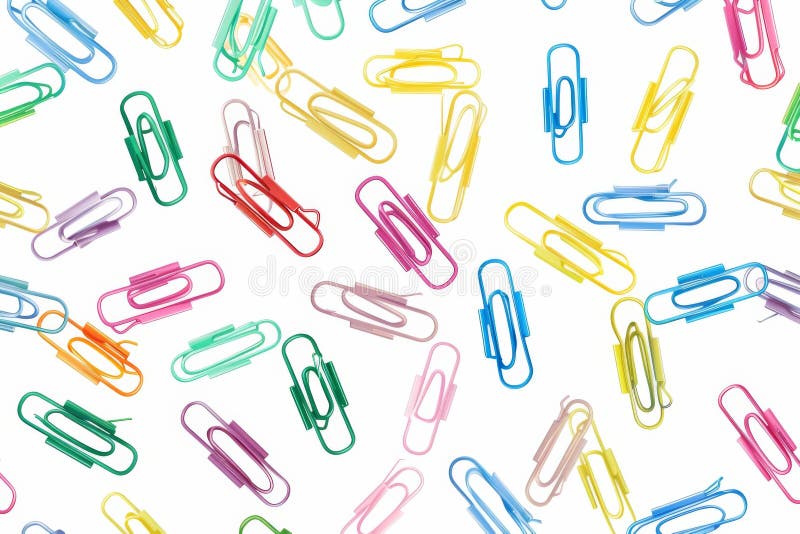 Colorful Paper Clips Pattern on White Background Seamless Pattern ...