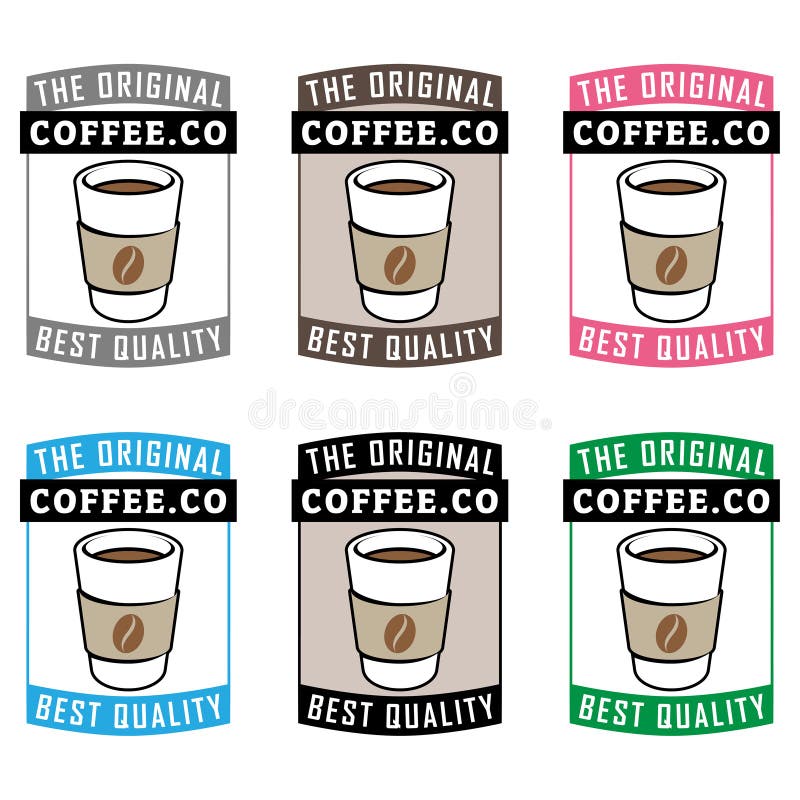 Colorful Paper Coffee Cup Icon with Text - Set 2 Stock Vector ...