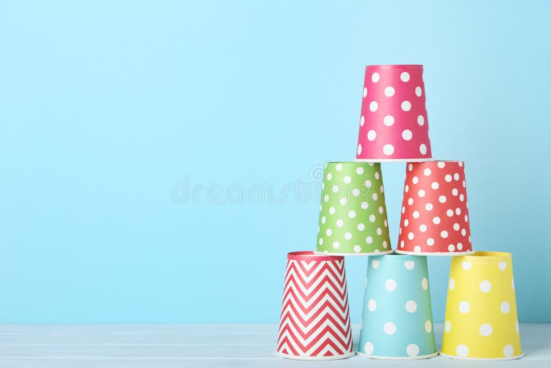 Colorful paper cups stock image. Image of container - 127262919