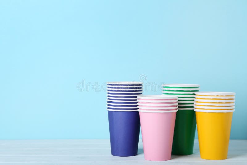 Colorful paper cups stock photo. Image of concept, dinner - 137870478
