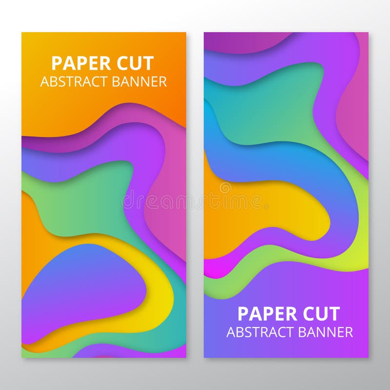Colorful Abstract Paper Cut Banners Stock Vector - Illustration of ...